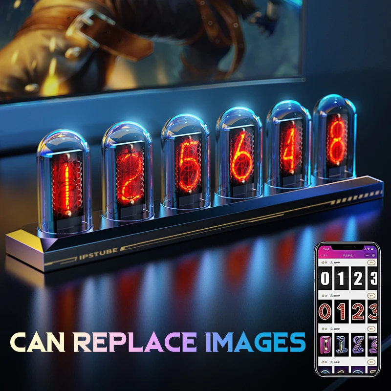RGB-Nixie-Tube-Clock-DIY-Glow-Tube-Clock-IPS-Color-Screen-Digital-Clock ...