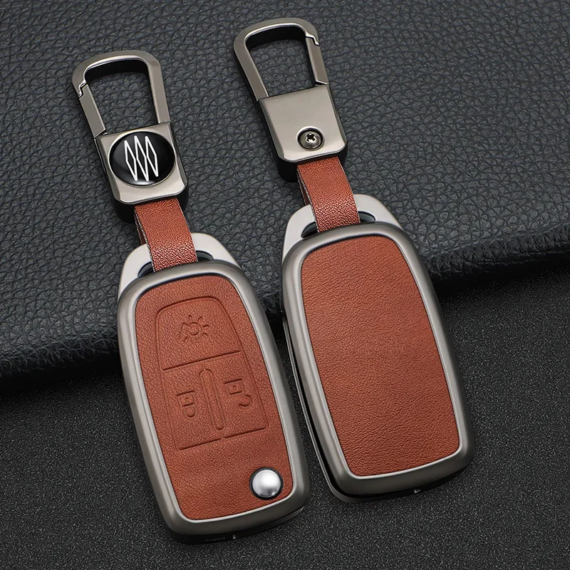 Zinc Alloy + Leather Car Key Case Cover Skin Holder for DAF 106 CF euro ...