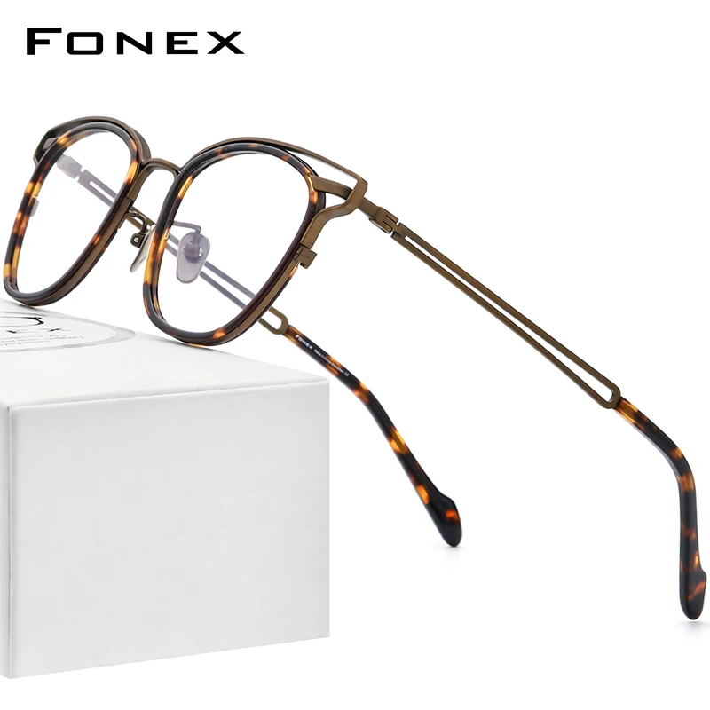 FONEX Gafas de acetato de titanio para hombre y mujer, lentes ópticas ...