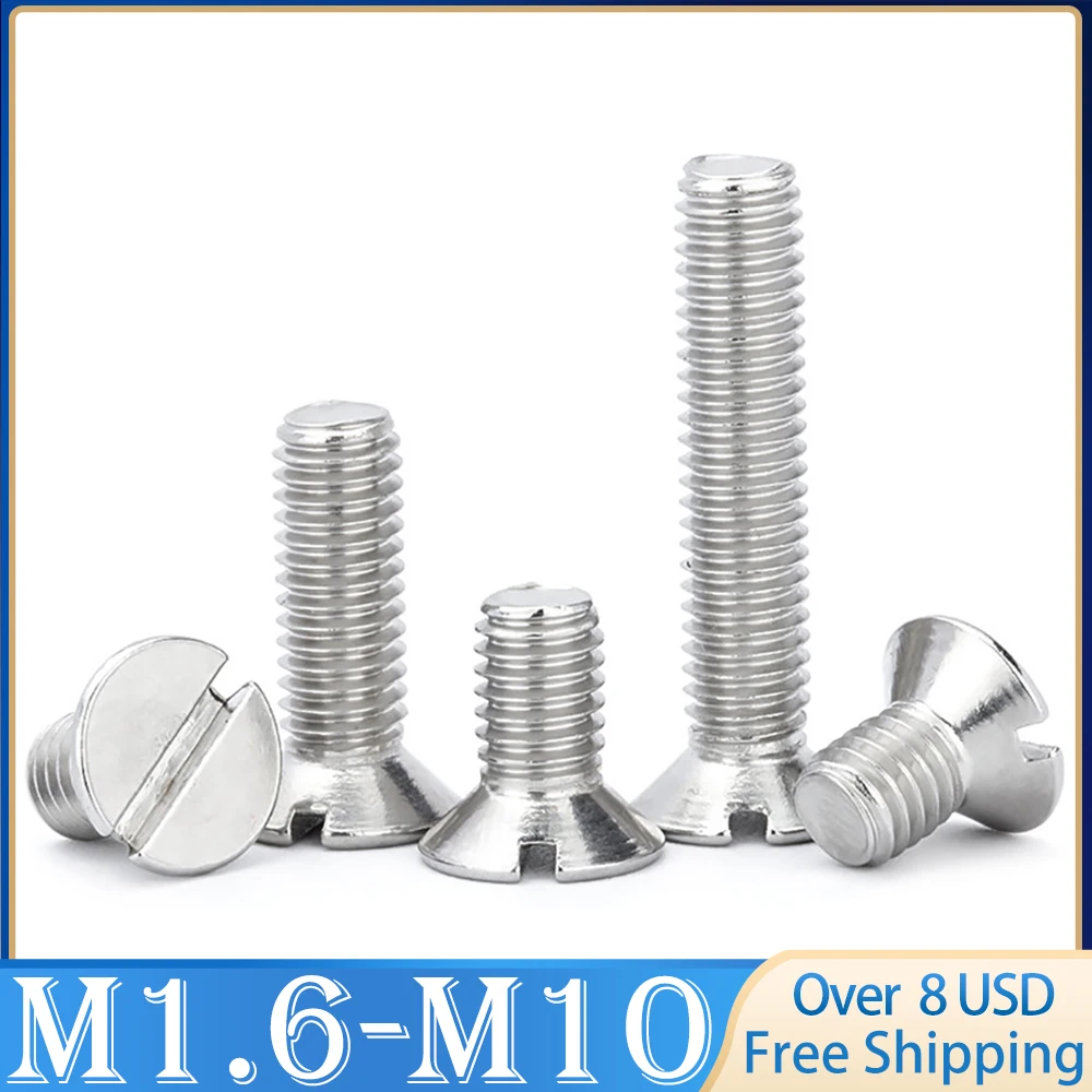 2-10-pcs-Metric-Threaded-Slotted-Flat-Countersunk-Head-Machine-Screw ...