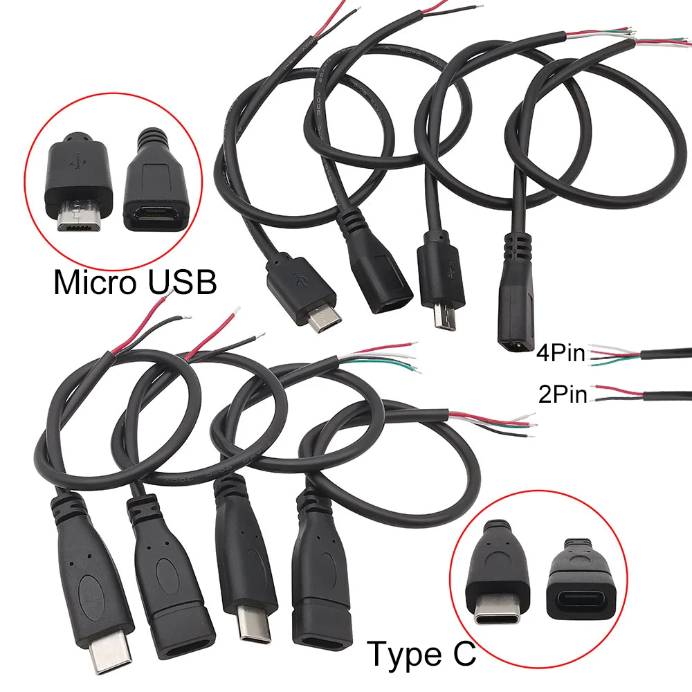 Micro-USB-Tipo-C-Masculino-e-Feminino-Plug-Jack-Cabo-de-Alimenta-o-Fio ...