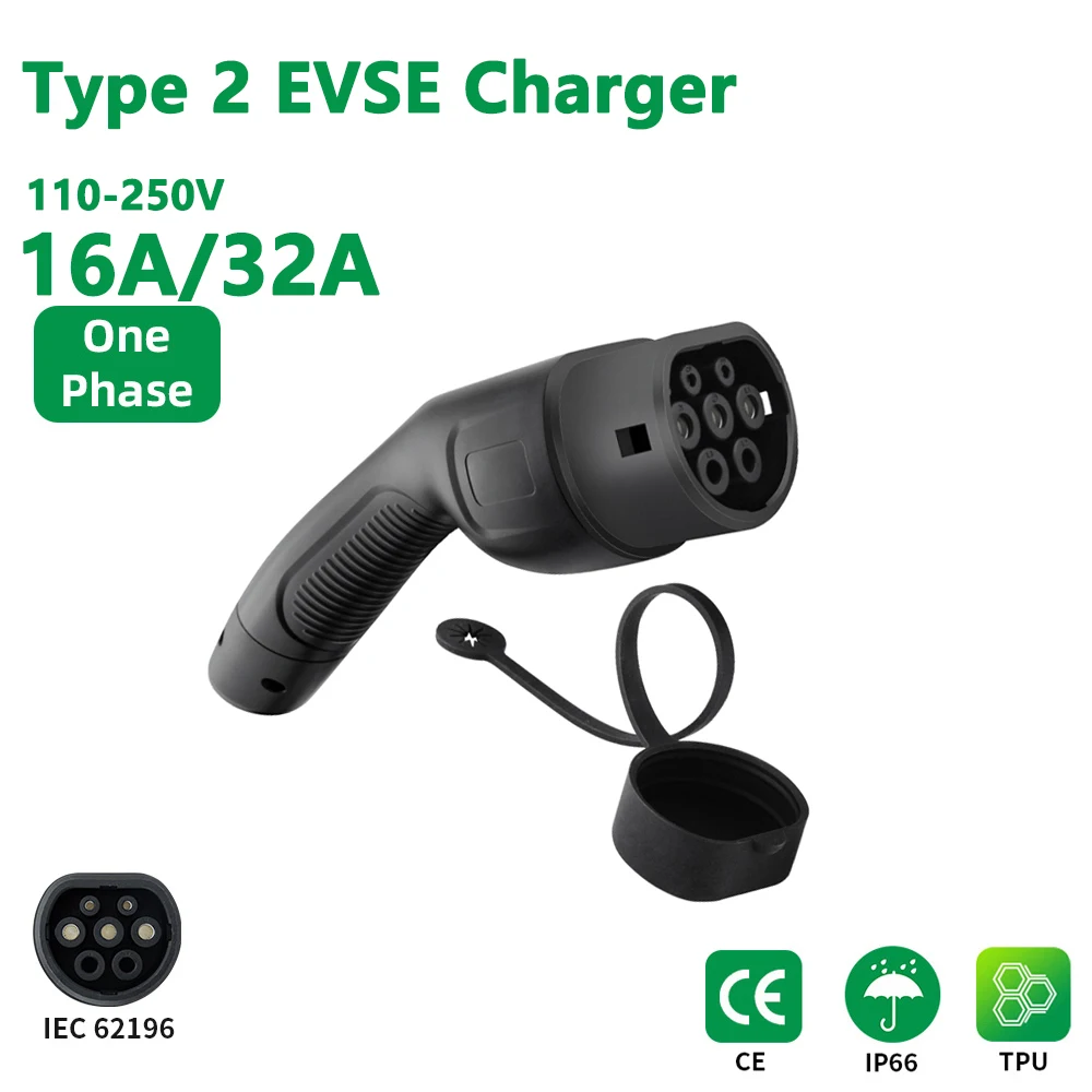 EVMBO Type 2 Female EV Charger Plug IEC 62196-2 Convertor 16A/32A for ...