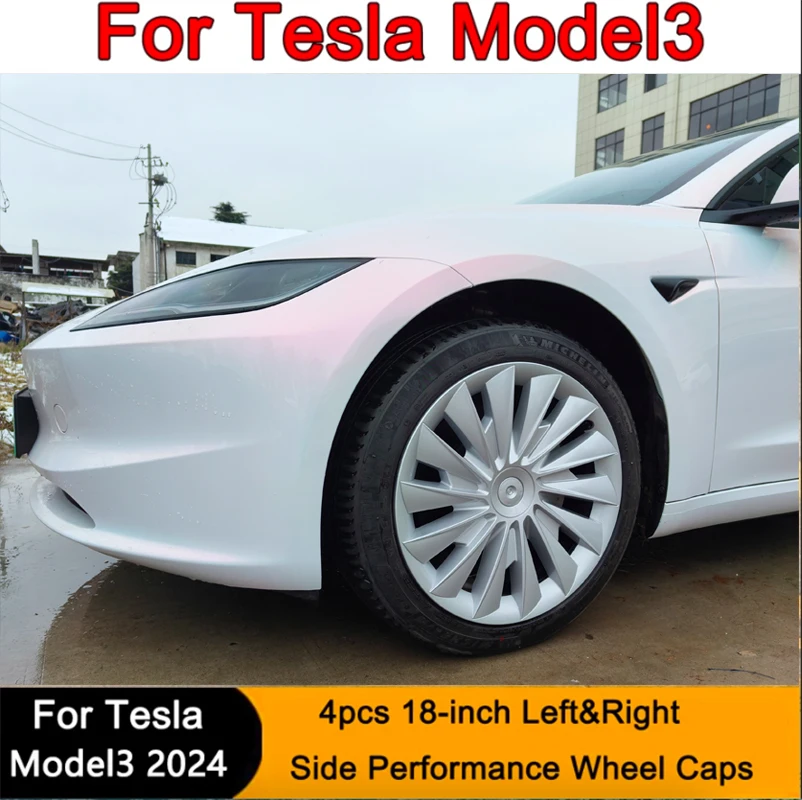 4PCS-Wheel-Cover-For-Tesla-Model-3-Highland-Version-2024-18-Inch-Hub ...