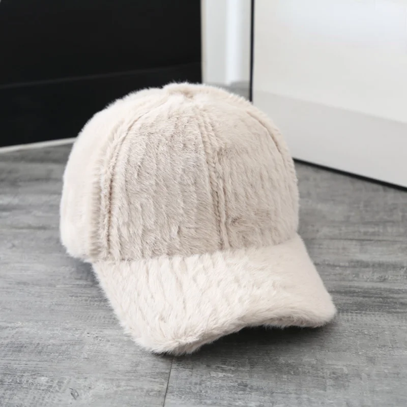 New-Hat-Female-Korean-Winter-Warm-Rabbit-Fur-Baseball-Cap-Tide-Winter ...
