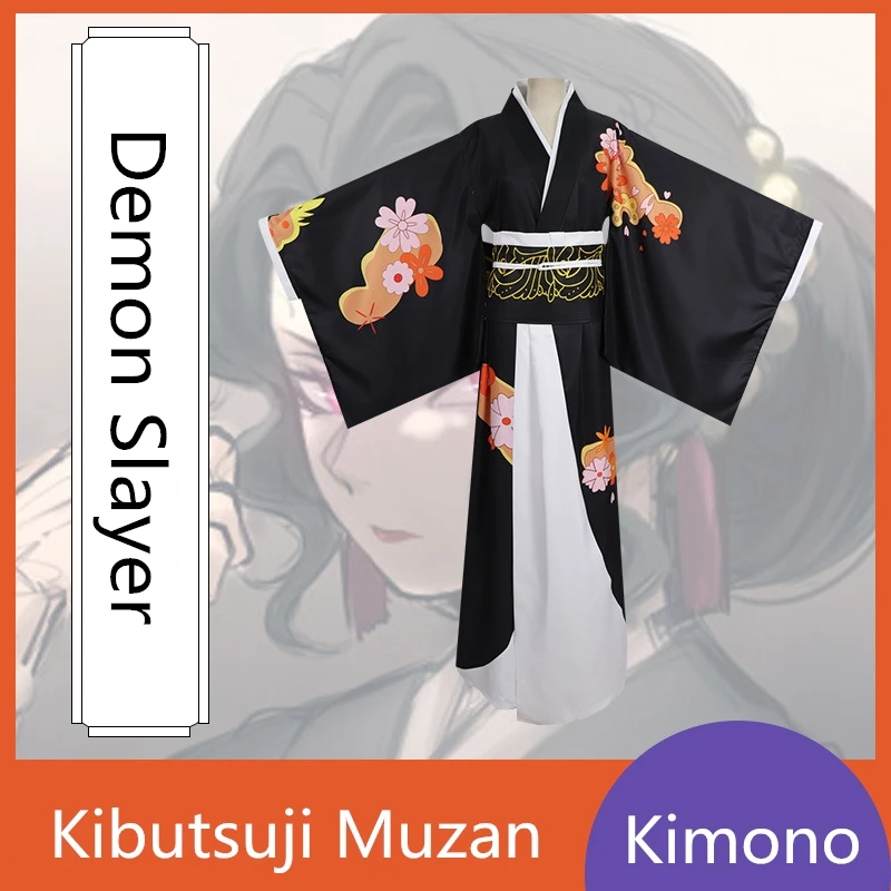 Anime Demon Slayer: Kimetsu No Yaiba Kibutsuji Muzan Japanese Kimono ...