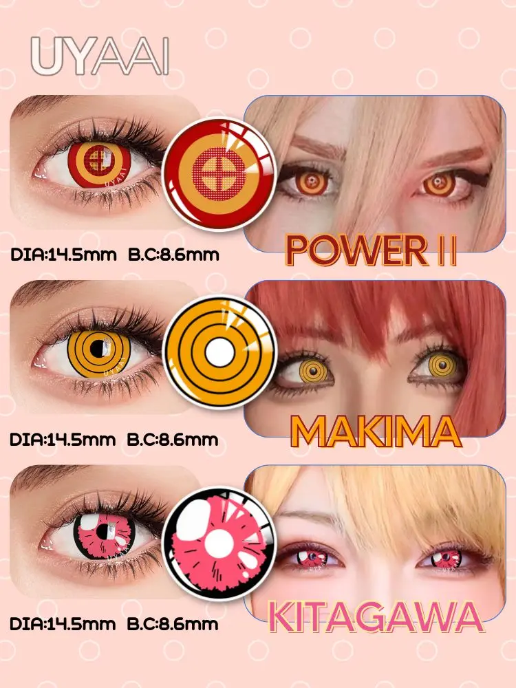 UYAAI Colored Contact Lenses Pink Contact Lenses Makima Lenses Contact ...