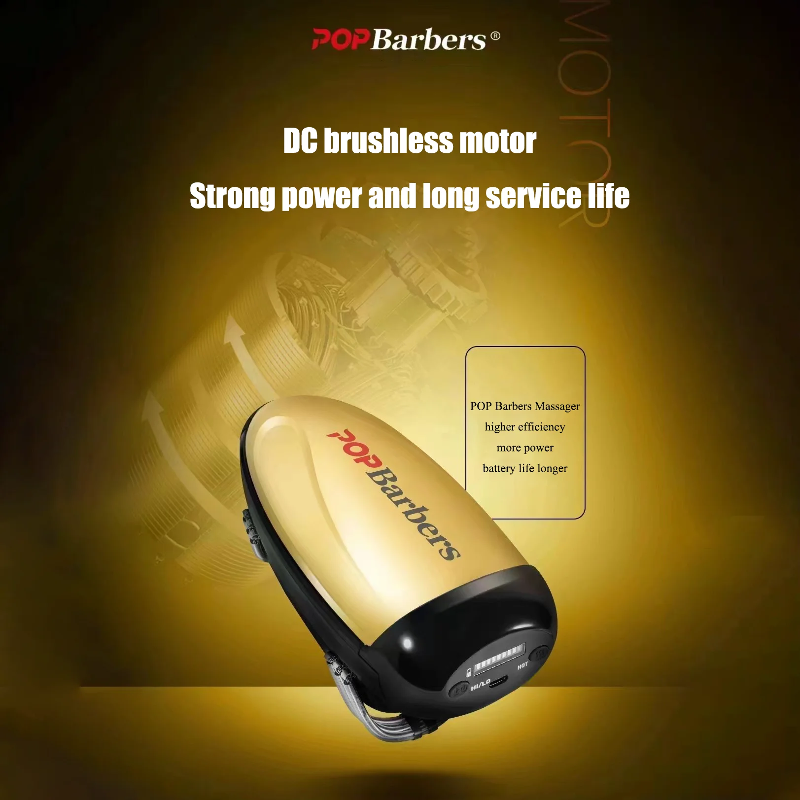 Pop Barbers Golden Wireless Handheld Massager Hair Salon, Barber Shop ...
