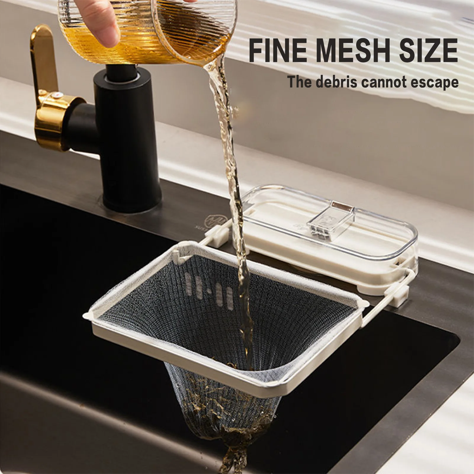 Sink-Drain-Strainer-Basket-Mesh-Bag-Foldable-Waste-Garbage-Net-Rack ...