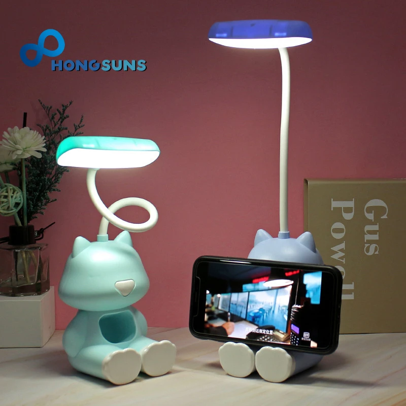 LED Table Lamp Student Cute Flexo Desk Lamp With Storage USB Charging ...