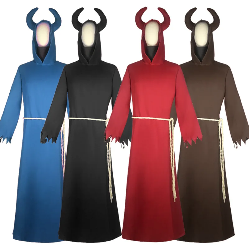 Medieval Men Women Adult Devil Grim Reaper Death Costume Halloween ...