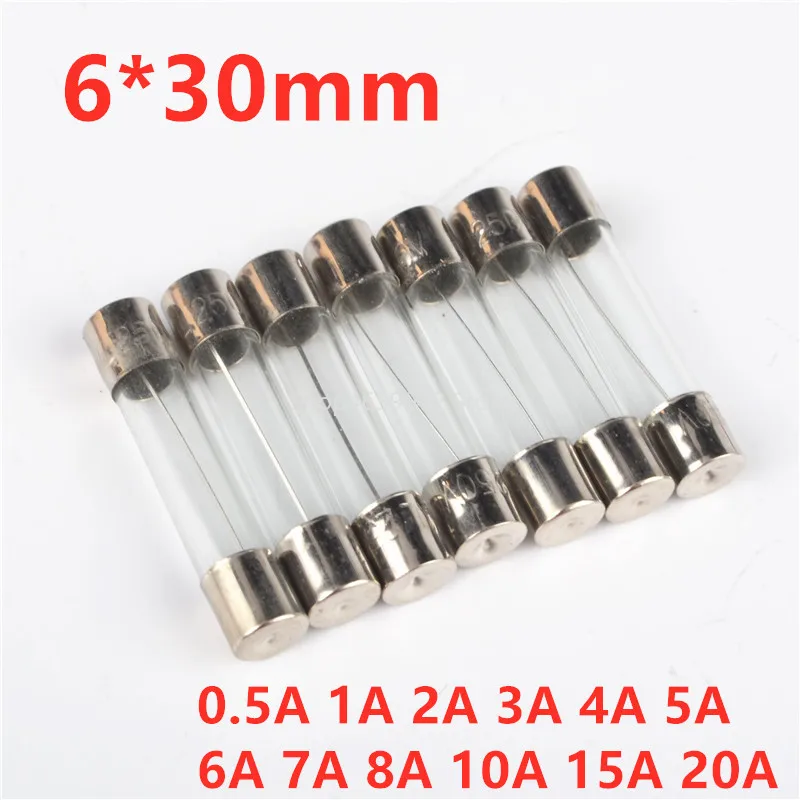 10pcs 6x30mm 250V 0.5A 1A 2A 3A 4A 5A 6A 7A 8A 10A 15A 20A Fast Blow ...