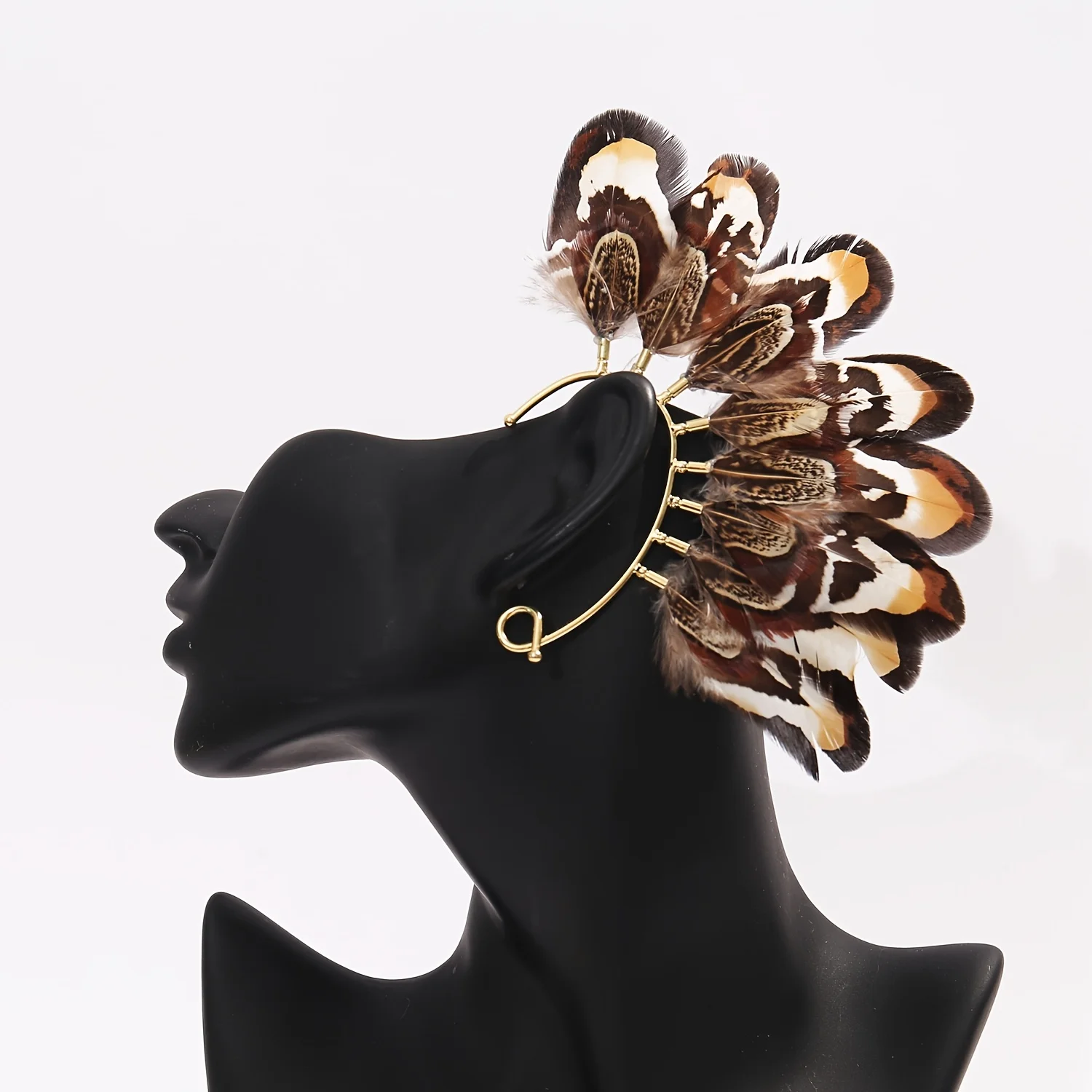 1-feather-decorated-ear-bag-in-Bohemian-vacation-style-copper-plated ...