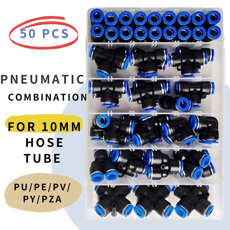 Boxed 50 PCs PU-10/PE-10/PZA-10/PY-10/PV-10/PG-10 Pneumatic Fitting Kit ...