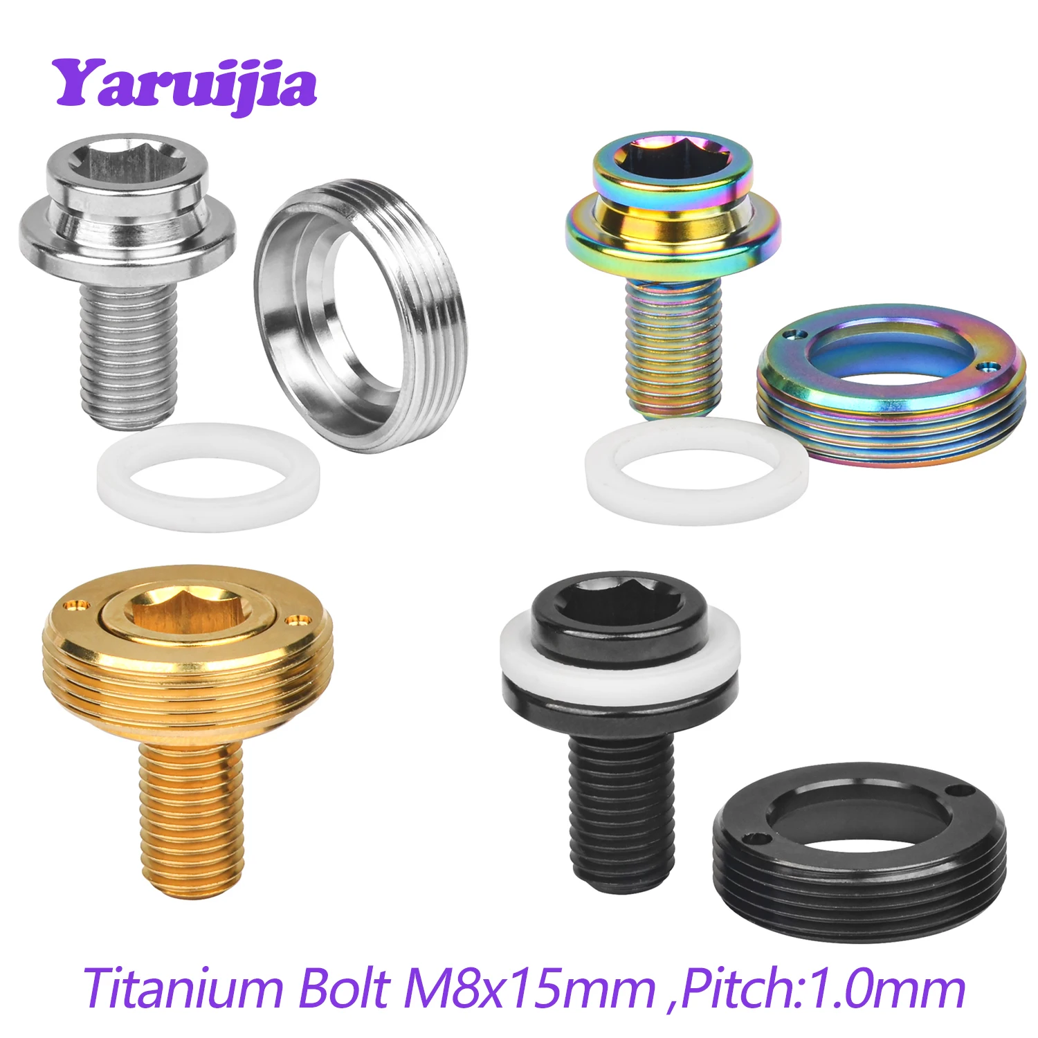 Yaruijia Titanium Bolt M8x15mm Square Hex Screws W/ Dust Cap Gasket for ...