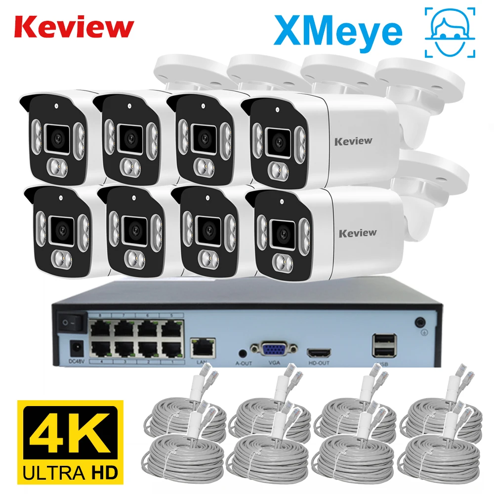 XMeye 8CH 8MP POE Security Camera System Audio 4MP 5MP NVR Kit CCTV ...