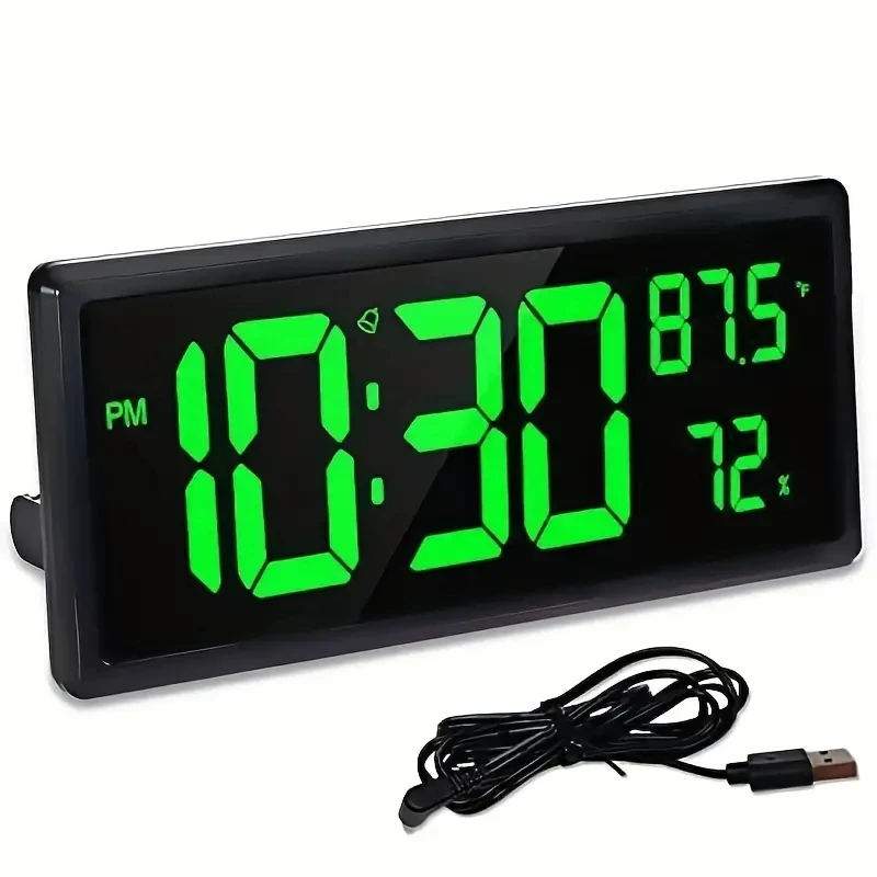 Large-LED-Digital-Wall-Clock-With-Date-Indoor-Temperature-Display-Desk ...