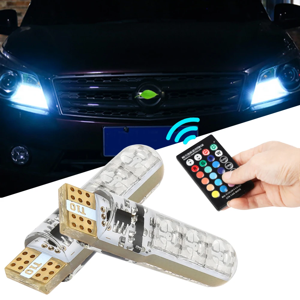 T10 W5w SilicaGel LED Remote Controller Lamp RGBW 194 168 5050 Festoon ...