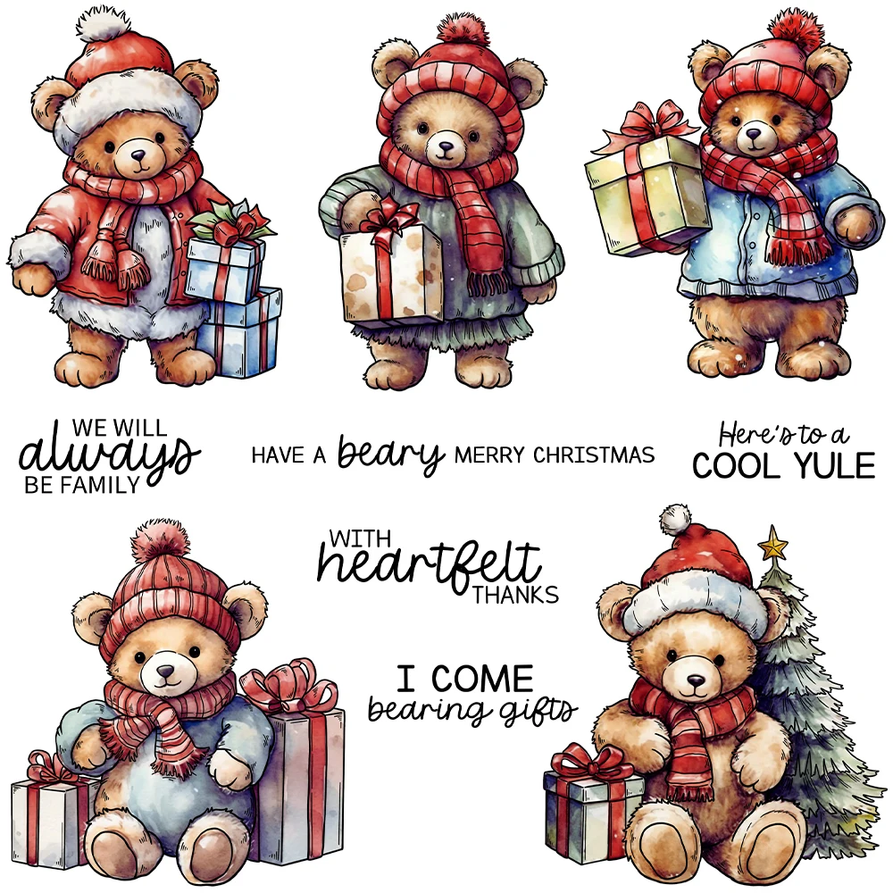 Mangocraft Cute Bears Christmas Gifts Cutting Dies Clear Stamp DIY ...