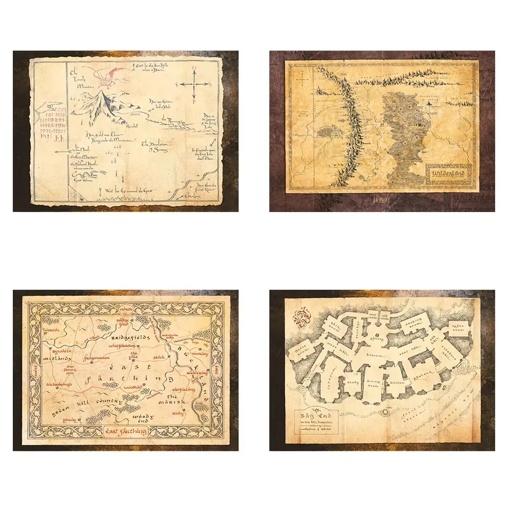 Vintage Middle-Earth Old Maps Wall Art Poster Lord Moive Art Canvas ...