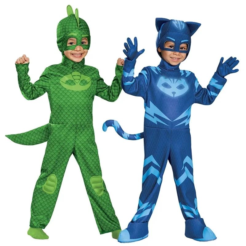 Kids-Blue-Red-Green-Jumpsuits-Pajamas-Cosplay-Costume-with-Mask-Night ...