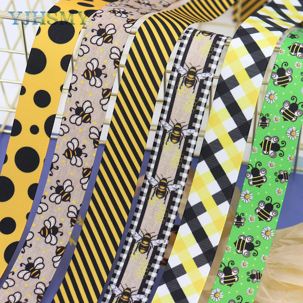 5-Yards-Bumble-Bee-Ribbon-Honey-Bee-Ribbon-Spring-Bee-Print-Grosgrain ...