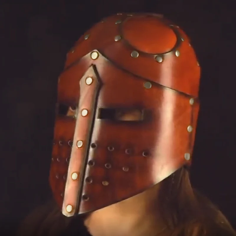 Medieval-Knight-Templar-Crusader-Helmet-Pirate-Warrior-Leather-Mask-Hat ...