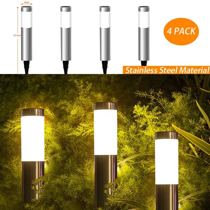 4PACK-Solar-Outdoor-Garden-Lights-Cylindrical-LED-lights-Long-Tube ...