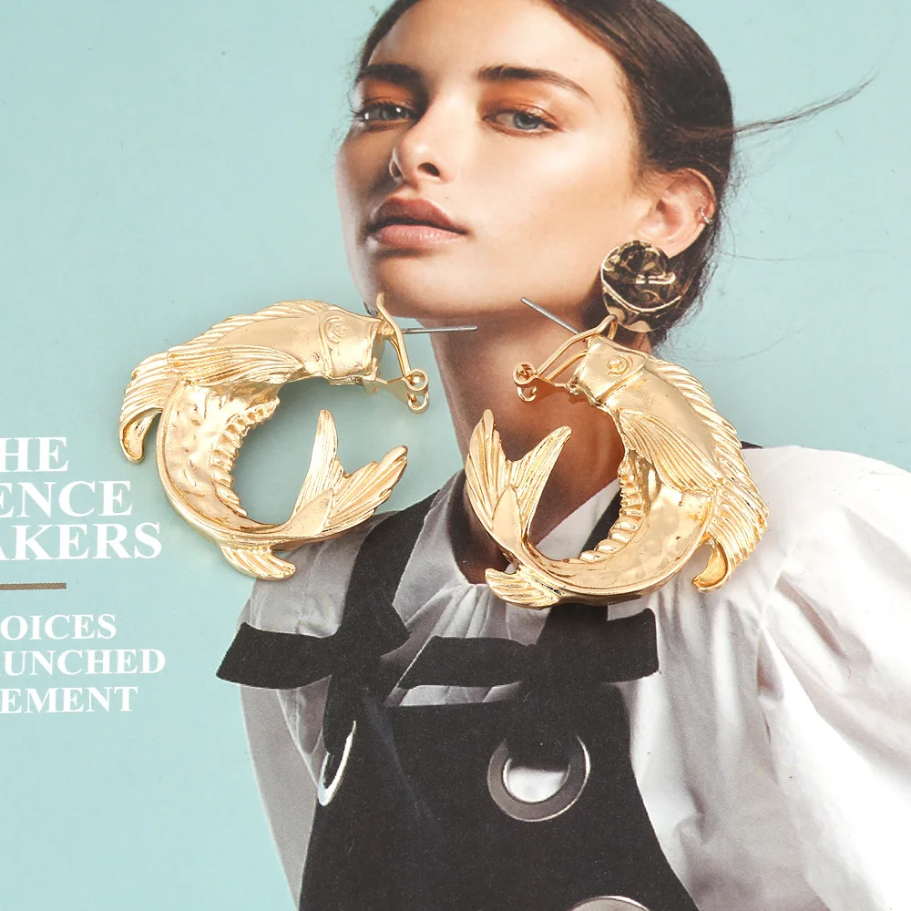 Metalen-Reli-f-Vis-Vorm-Dier-Geometrische-Oorbellen-Vrouwen-Overdreven ...