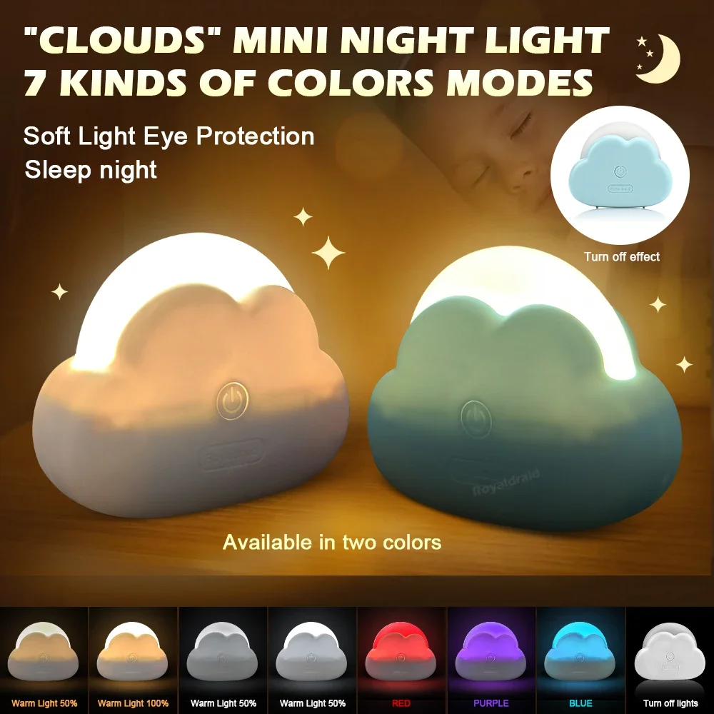 White-Blue-Cute-Cloud-Night-Light-Mini-USB-Wireless-Adorable-Cloud ...