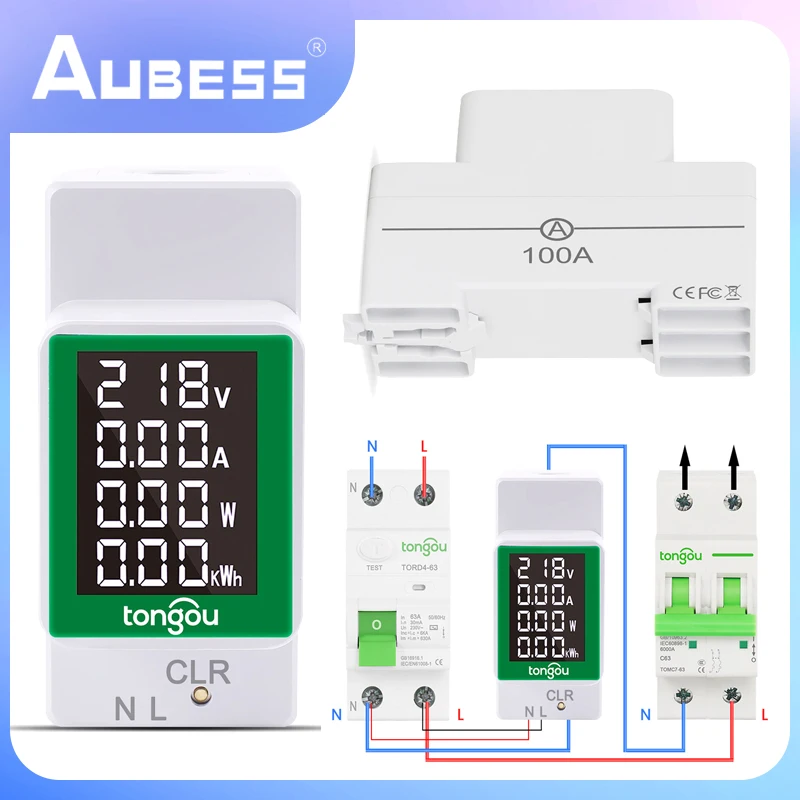 Digital-Power-Energy-Electricity-Din-Rail-AC-220V-50V-300V-100A ...