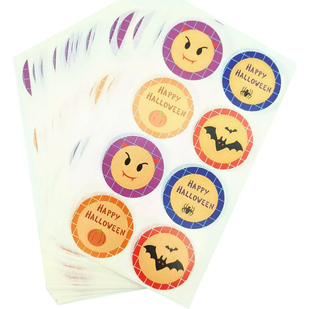500Pcs-Halloween-Round-Stickers-Pumpkins-Bats-Spiders-Vampires ...