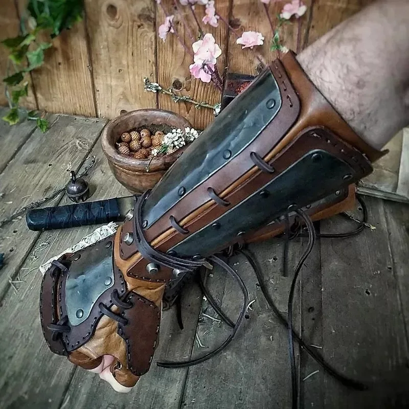 Medieval-Steampunk-Viking-Archer-Knight-Faux-Leather-Arm-Armor-Bracer ...
