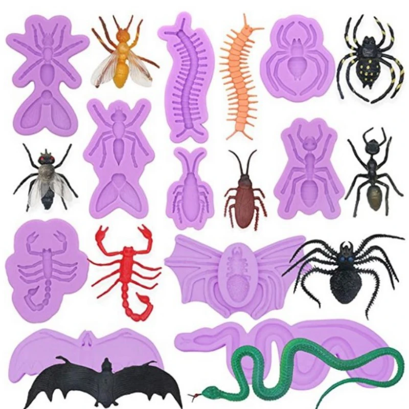 Molde de silicona de simulación de insectos, decoración de pastel de ...