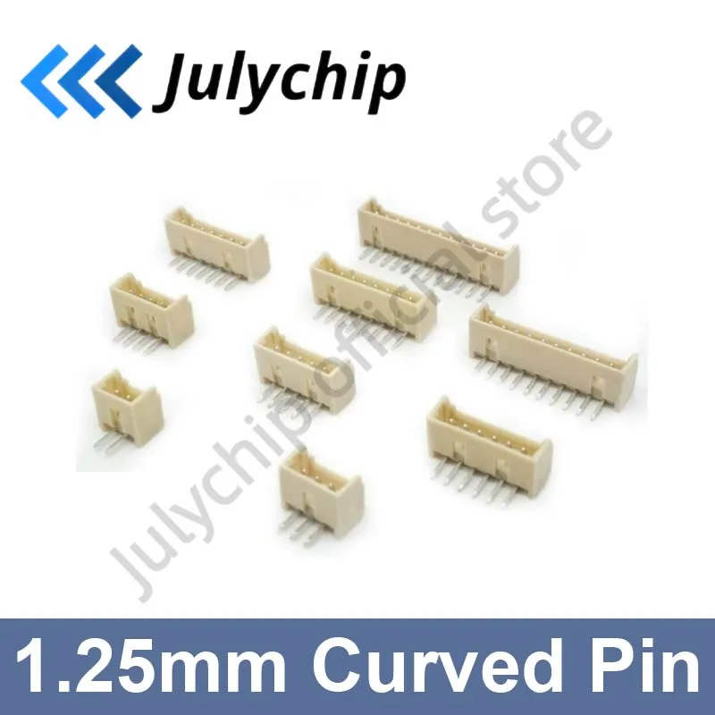 50pcs-1-25mm-pitch-curved-pin-connector-connector-plug-board-header-2P ...