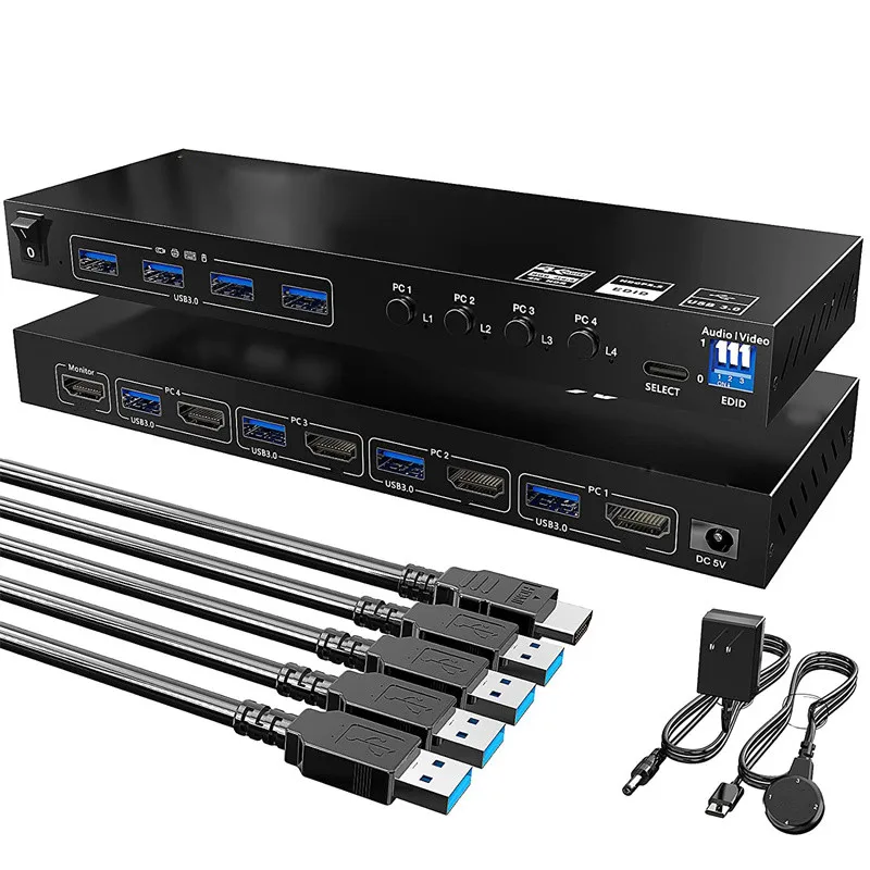 4-Port-Support-USB-3-0-KVM-Switch-USB-Hub-HDR-EDID-HDMI-compatible-USB ...