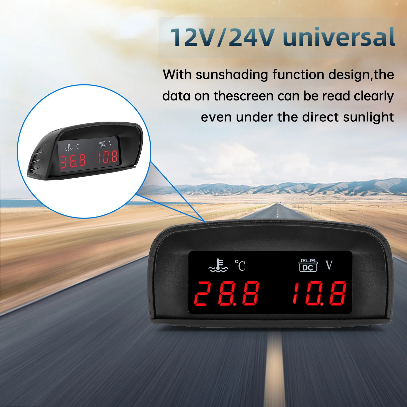12V-24V-2in1-Car-LCD-Water-Temperature-Meter-Thermometer-Voltmeter ...