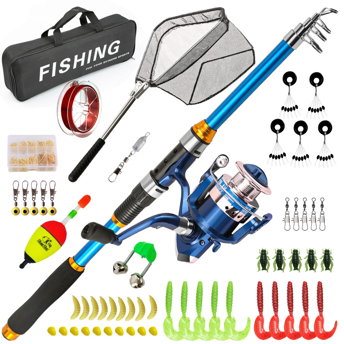 Fishing Pole Combo Set Spinning Fishing Combo 2.1-3.6m Telescopic ...