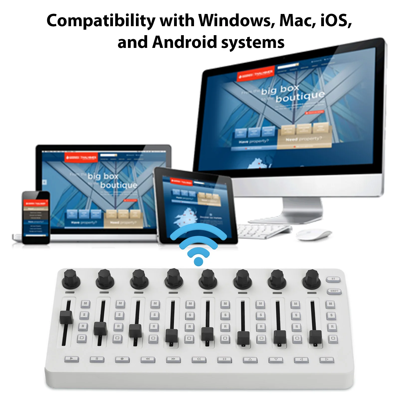 MIDI-Controlle-MIDI-Mixing-Console-BT-Connection-Battery-Type-C-Power ...