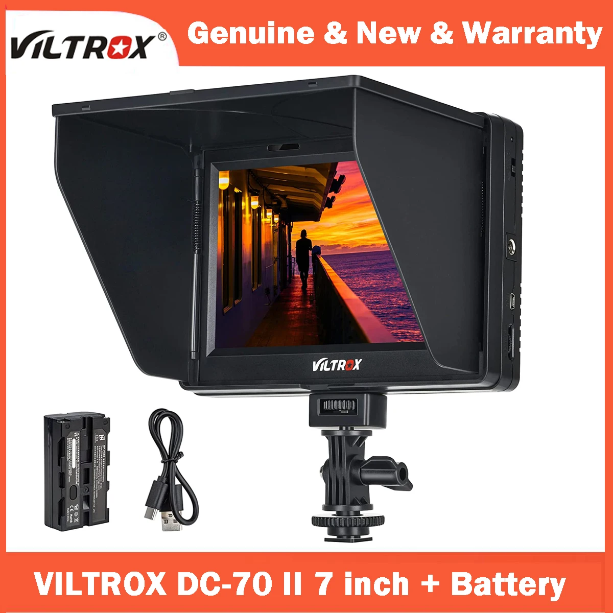 VILTROX DC 70 II 7 인치 카메라 비디오 모니터 LCD 디스플레이 비디오 지원 4K HDMI 호환 HD AV 입력 배터리 카메라| | - AliExpress