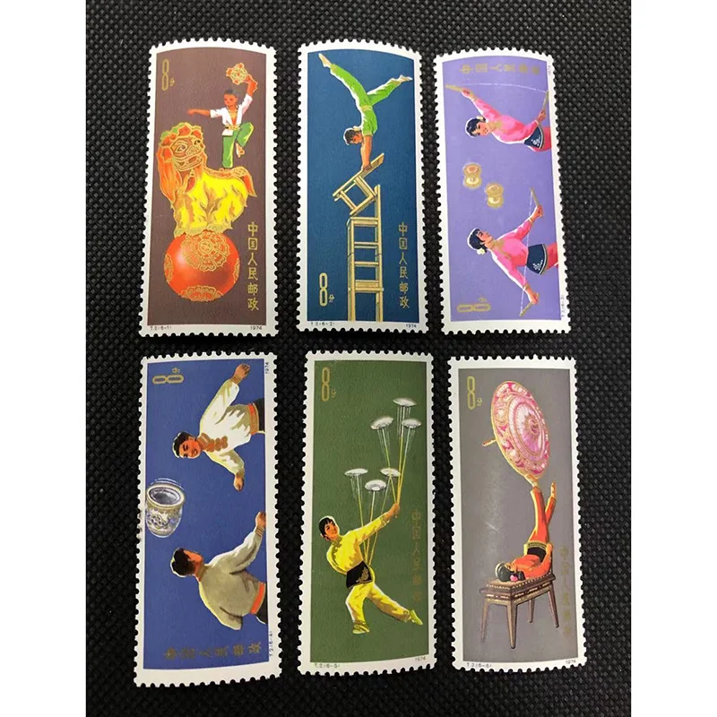 1974-t2-acrobatics-post-stamps-6-pieces-philately-postage