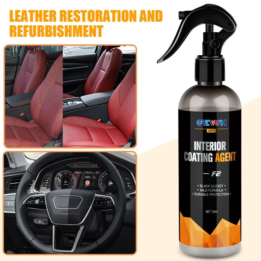 50/100/300ml Car Interior Plastic Renovator Auto Seat Leather Liquid Wax Polish Plastic Restore ...