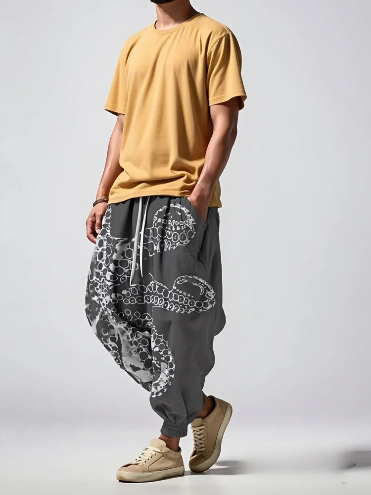Harajuku Sweatpants Harem Pants Octopus Japanese Art Print Drawstring ...