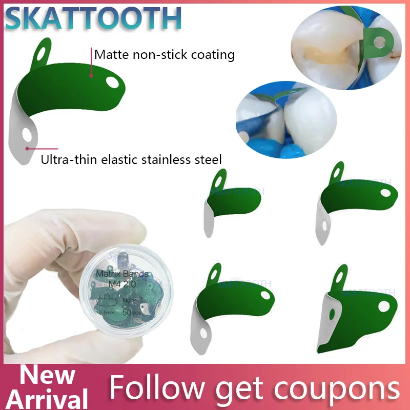 50-100pcs-Dental-Matrix-Bands-with-PTFE-Coat-Non-Stick-Metal-Matrices ...