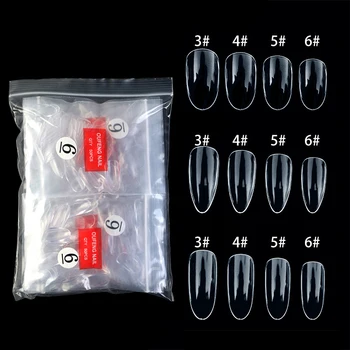 500pcs/pack Practice False Nails Single Size 3 4 5 6 Clear Natural ...