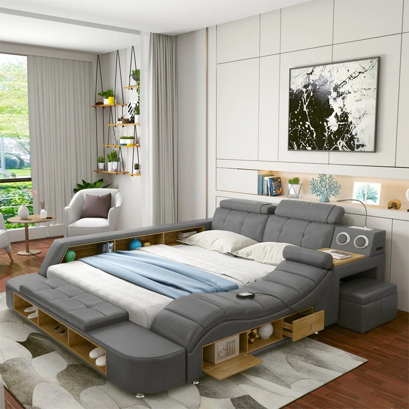 Tech-Cloth-Storage-Double-Bed-Drawers-King-Size-Queen-Frame-Double-Bed ...