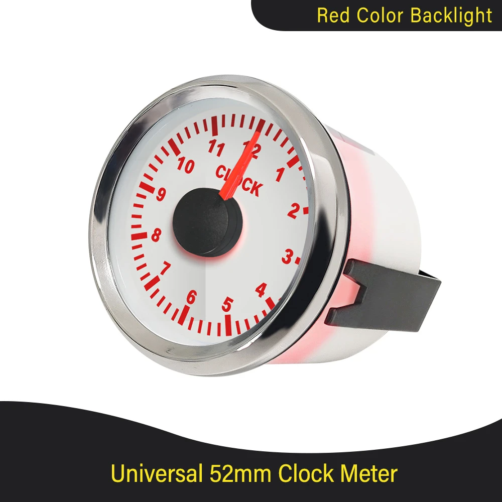 Yeni saat metre 12 saat formatı kırmızı aydınlatmalı 52mm(2 ") 12V/24V araba tekne kamyon su ...