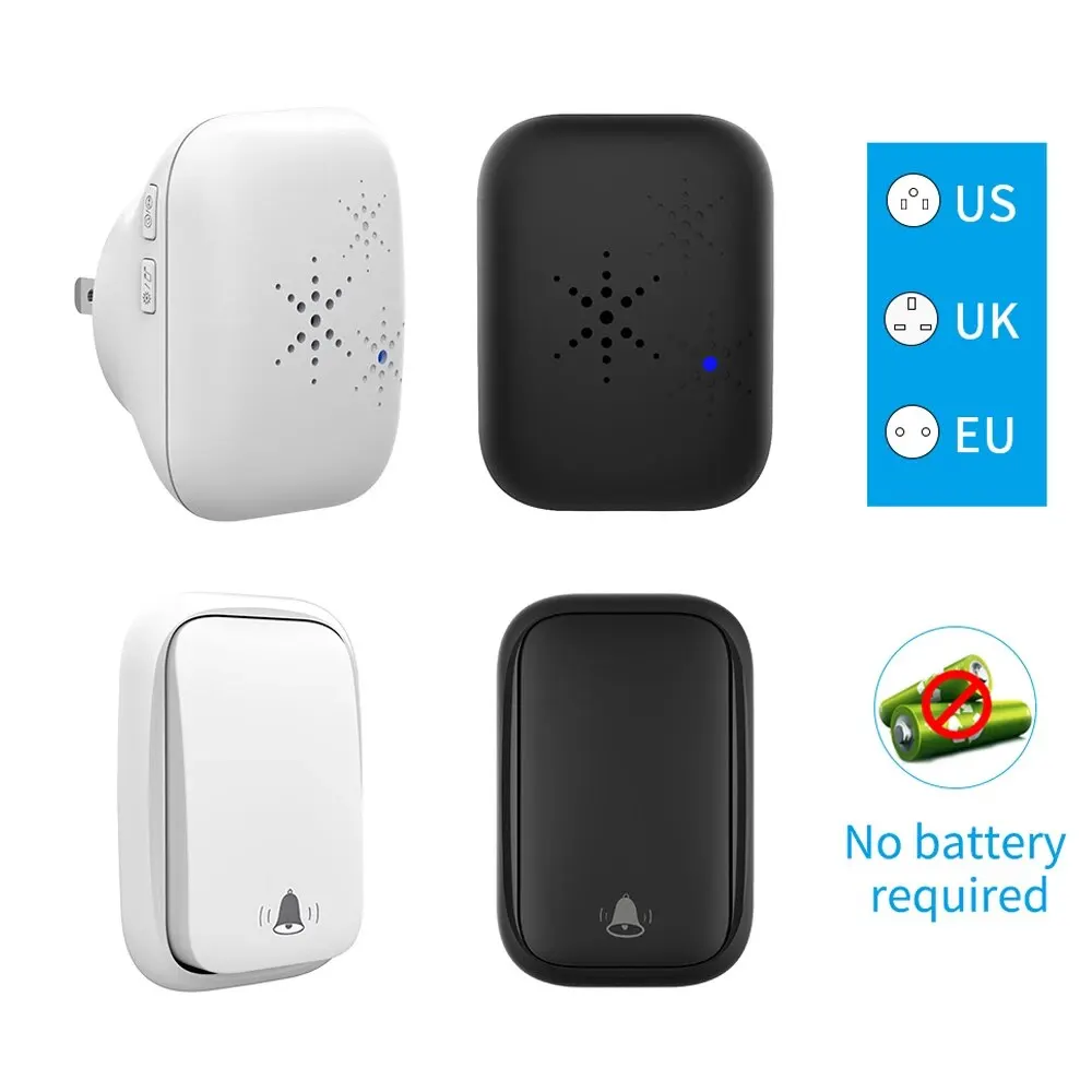Wireless-Doorbell-Battery-Free-EU-US-UK-Plug-Waterproof-Home-Wireless ...