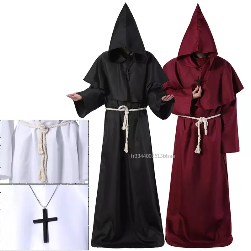 Disfraz-de-Mago-para-Halloween-traje-Medieval-con-capucha-T-nica-de ...