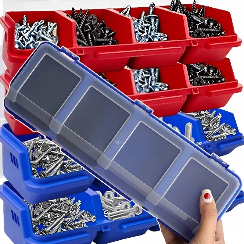 Portable 4 Compartment Screws Storage Box Plastic Small Parts Container ...