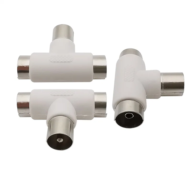 1/2/5pcs White 2way Tv Plug Jack T Splitter Antenna Coaxial Cable ...